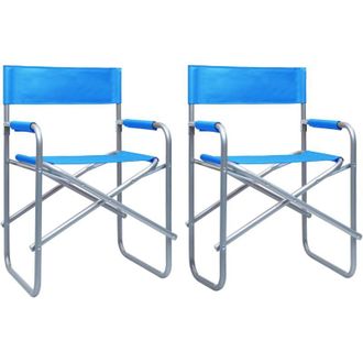 vidaXL Vidaxl - Chaises de metteur en scène 2 pcs Acier Bleu