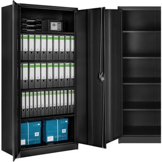 TecTake Armoire de classement en m&eacute;tal Tectake 4 &eacute;tag&egrave;res r&eacute;glables en hauteur - Noir