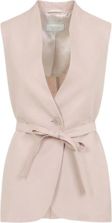 PESERICO belt-detail waistcoat - Nude