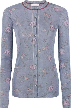 Paco Rabanne cardigan à fleurs - Bleu