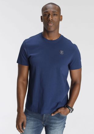 DELMAO Rundhalsshirt DELMAO, Herren, Gr. XL (56/58), blau, Single Jersey, Obermaterial: 100% Baumwolle, unifarben, Basic, regular fit, Rundhals, Shirts Rundh
