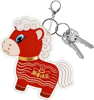 Generico Porte-cl&eacute;s Cheval Ann&eacute;e Chinoise 2026, Cl&eacute; 2D Acrylique avec Mascotte Porte-bonheur, Charm Pour Sac En Forme De Cheval Porte-cl&eacute;s, Pour Enfants Et Gar