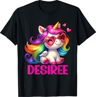 BDAZ Desiree Personalisierter Name Buntes Einhorn Frauen M&auml;dchen T-Shirt