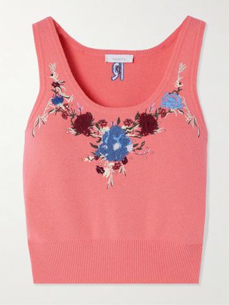 Paco Rabanne Haut Raccourci En Laine Et Cachemire M&eacute;lang&eacute;s &Agrave; Broderies Et &Agrave; Cristaux - Rose