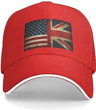 Generic Casquette Drapeau Américain Et Drapeau Britannique Casquettes Sport Unisexe Solaire Cap Protégeant Soleil pour Course À Pied Extérieur Femme