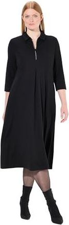 Ulla Popken Puntokleid, Glitzer-reißverschluss, 3/4-arm Robe, Noir, 54-56 Femmes