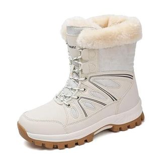 Generic JJDFW Bottes de neige dhiver pour femmes montantes d&eacute;contract&eacute;es pour garder au chaud en peluche douce cheville femmes antid&eacute;rapantes r&eacute;sistantes &agrave; lu