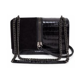 John Richmond Umh&auml;ngetasche mit zentralem Rei&szlig;verschluss und Krokodruck - - Bags - Damen - Schwarzk - ONE SIZE