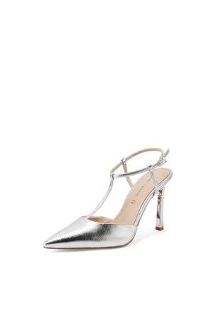 Queen Helena Escarpins femme avec talon haut sangle T K4511, argent, 36 EU