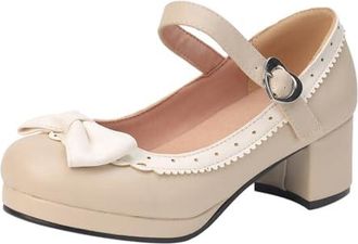 Generic Chaussures rétro Mary Jane à talon épais pour femme - Plateforme - En cuir synthétique - Pour soirée, bureau, brevet - Pour femme - 2026, blanc, 38.5 