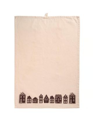 Ib Laursen Geschirrtuch Pauline Natur m/braunen H&auml;usern B: 50 L: 70