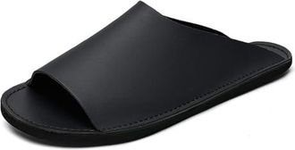 Generic Sandales plates en cuir v&eacute;ritable pour homme - Style classique - Bout ouvert - Bout ouvert - Confortable - Antid&eacute;rapant - Chaussures d&eacute;contract&eacute;es - L