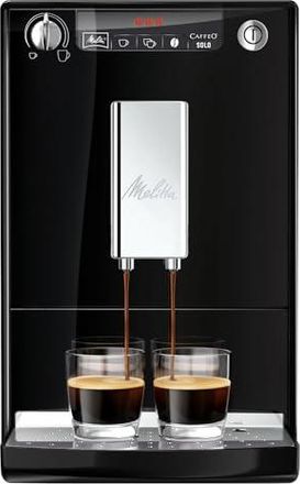 MELITTA Solo - Kaffeevollautomat mit höhenverstellbarem Auslauf, kleine Kaffeemaschine mit abnehmbarem Wassertank für z. B. Espresso oder Café Crème, schwarz
