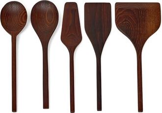Serax set dustensiles de cuisine en bois Pure - lot de 5 pi&egrave;ces | 3 spatules et 2 cuill&egrave;res | Collection Pure par Pascale Naessens | ustensiles pour cuisson