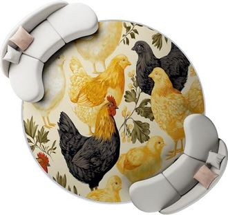 Generic Brun Tapis de Salon Rond 150 cm, Ferme Animaux Poulet Tapis Chambre Antid&eacute;rapant Lavable, Ne Perd Pas Ses Poils Moelleux Moquette pour Chambre denfant