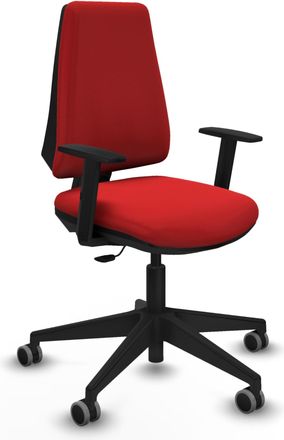 Piqueras y Crespo Elche B&uuml;rostuhl mit 1D-Armlehnen, ausgestattet mit Permanentkontakt und Schneideschaum, 65 mm Rollen, Parkett, Rot