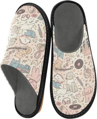 HMZXZ Pantoufles pour homme et femme - Motif notes de musique - Chaussons dint&eacute;rieur - Pour la maison, la chambre &agrave; coucher, les voyages, multicolore, 37.5/