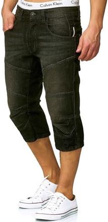 Indicode Hommes Fortune Jeans Shorts | Pantalon Court en Jean 3/4 Black M