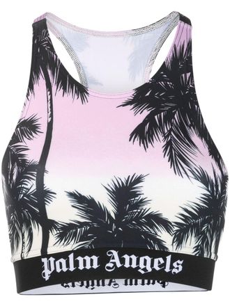 Palm Angels haut crop à imprimé palmier - Violet