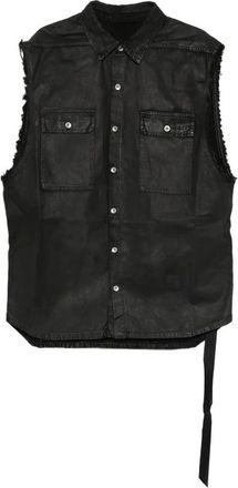 Rick Owens Homme, Chemises, Noir, Taille: M Tommy Jumbo Denim Vest