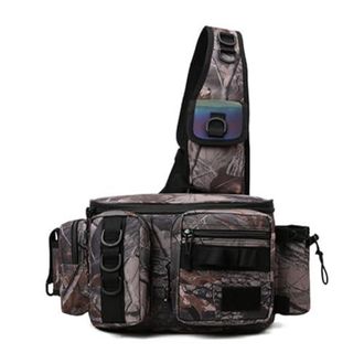 Generic Sac &agrave; dos de p&ecirc;che l&eacute;ger, sac bandouli&egrave;re pour la p&ecirc;che avec bo&icirc;te &agrave; accessoires, porte-canne int&eacute;gr&eacute;, cadeau de p&ecirc;ches la mouche pour hommes et femme