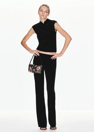Mango Top velours boutons noir - Femme - XXS - MANGO