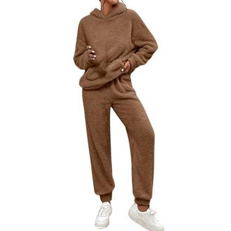 Generic Ensemble de v&ecirc;tements de sport pour femme grande taille avec haut &agrave; manches longues et pantalon en tricot c&ocirc;tel&eacute; &agrave; manches longues, sweat &agrave; revers zip