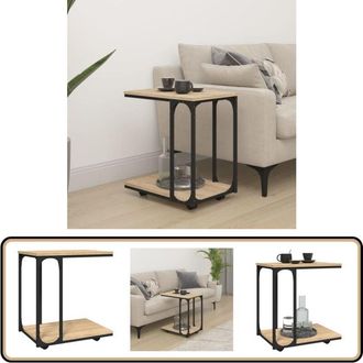 vidaXL Beistelltisch mit Rollen Sonoma 50x35x55,5 cm Holzwerkstoff - Industrieller Stil - Beistelltisch - Couchtisch - Wohnzimmerstil - Holzwerkstoff