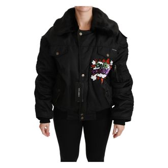 Dolce & Gabbana Paillettenbesetzte Queen Crown Bomberjacke - - Jackets - Damen - Schwarzk - 2XS