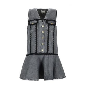 Ganni Rigid Denim Mini Dress - - Dresses - Damen - Grau - 2XS