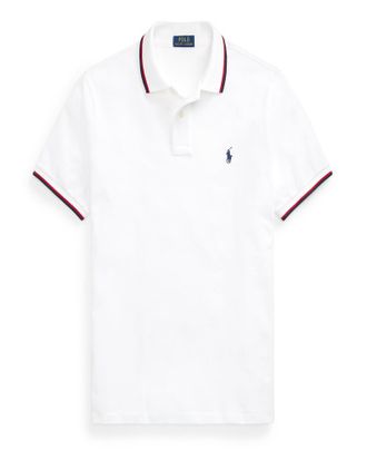 Ralph Lauren Piqu&eacute;-Poloshirt mit Kontraststreifen und kleiner Pony-Stickerei, Custom Slim Fit in