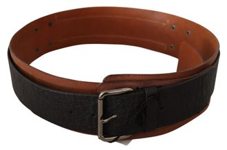 Costume National Womens Black Brown Leather Silver Buckle Accessory