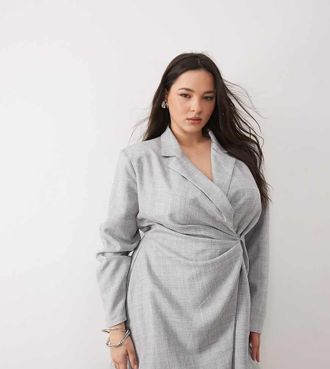 Asos Curve ASOS DESIGN Curve - Blazer-Minikleid aus figurbetontem Stoff in Grau