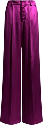 Alberta Ferretti Femme, Pantalons, Violet, Taille: 38 FR Shiny Satin Pantalons