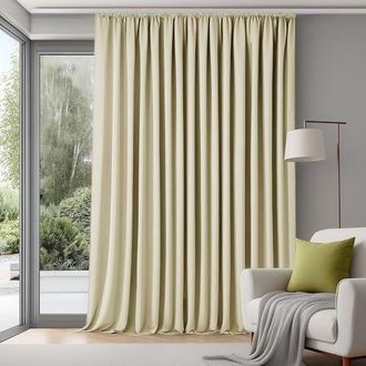 Deconovo Lot de 1 Rideaux Occultants Salon Désign Moderne Rideau Chambre Isolant Thermique Anti Froid Fille Galon Fronceur Rideau Salle à Manger 200x245 CM Bei