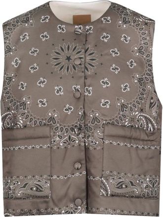 8pm 8Pm, Femme, Vestes, Brun, Taille: 40 FR Gilet Nizza R&eacute;versible Imprim&eacute; Bandana