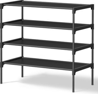 Songmics Schuhregal 4 Ebenen, Schuhablage, Schuhaufbewahrung, Eingangsbereich, Flur, platzsparend, 29,7 x 62,3 x 70,5 cm, Metallrahmen, Vliesstoff-Ablage, tint