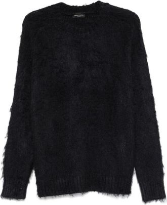 Roberto Collina Homme, Pulls, Noir, Taille: M Pull en Soie Noire à Côtes