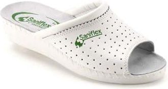 Saniflex 851-1 Médical Certifié Sabots Mules Chaussons Chaussures en Cuir, Femme, Blanc, EU 38