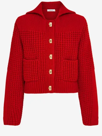 Ferragamo Womens Cardigan Wool And Cashmere Red Sweater