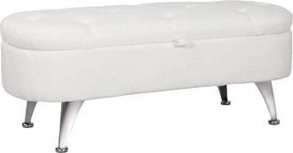 HOMCOM Sitzbank mit Stauraum Polsterbank mit Teddysamtoptik, Sitztruhe mit Metallbeine, Truhenbank f&uuml;r Wohnzimmer Schlafzimmer Flur 114 x 47 x 46,5 cm, Wei&szlig;