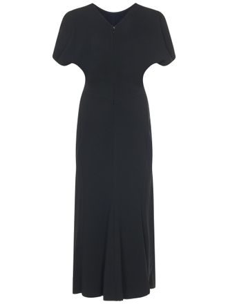 Victoria Beckham Womens Midi Dress Gathered Waist Black Viscose
