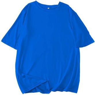 Generic Chemise unie à manches courtes pour femme, coupe classique, couleur unie, col rond, manches courtes, t-shirt pour la vie quotidienne, cadeaux de Noël,