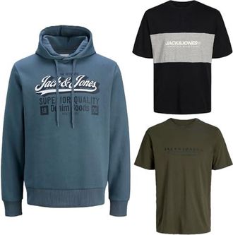 Jack & Jones Homme - Lot de 3 pi&egrave;ces Big Size - Sweat &agrave; capuche Pullover T-shirt Grandes tailles Plus Size 3XL 4XL 5XL 6XL 7XL 8XL zr99a, 6XL