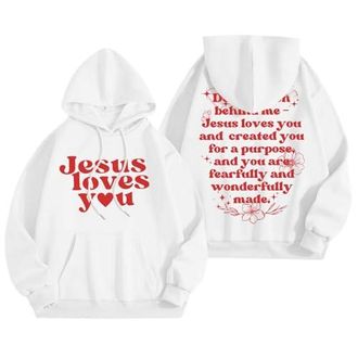 Generic Sweat &agrave; capuche &agrave; manches longues pour la Saint-Valentin 2026 pour femme, blanc, XXL