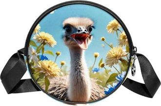 Generic Sac &agrave; bandouli&egrave;re rond pour femme, petit sac &agrave; bandouli&egrave;re avec fermeture &eacute;clair et bretelles r&eacute;glables style d&eacute;contract&eacute; pour femmes et filles