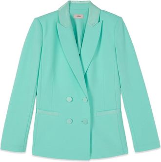 Oltre Femme, Vestes, Vert, Taille: 50 FR Blazer crois&eacute; &agrave; boutons recouverts
