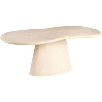 Beliani Table de Jardin 200 x 110 cm 6 Places MgO Ovale Forme Irr&eacute;guli&egrave;re Salle &agrave; Manger Int&eacute;rieur Ext&eacute;rieur Beige Spoleto