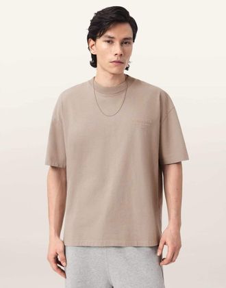 AllSaints Xander - Kurz&auml;rmliges T-Shirt in D&auml;mmerungswei&szlig; mit Rundhalsausschnitt