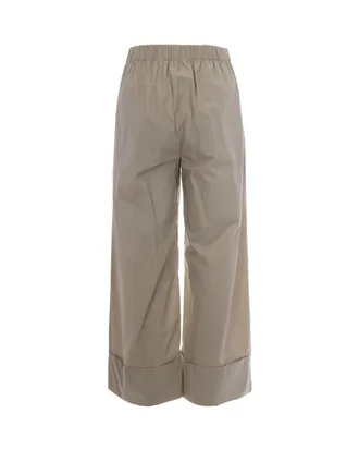 Liu Jo Womens Flare Trousers Aluminium Cotton